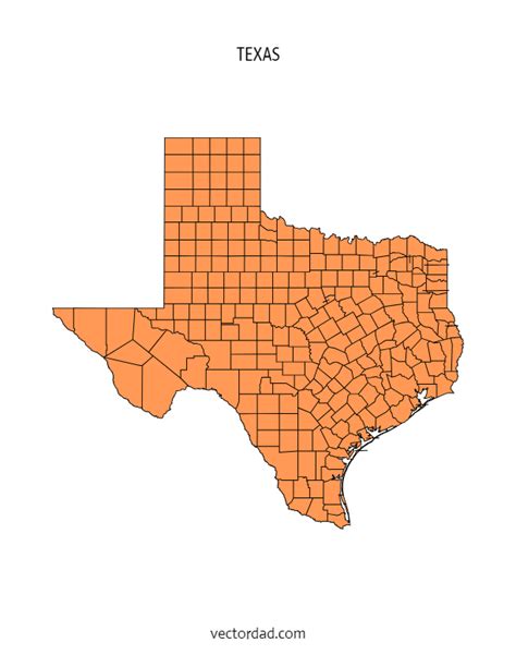 County Outline Map Texas