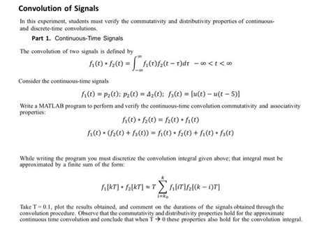 Solved Convolution Of Signals In This Experiment Babes Chegg Com