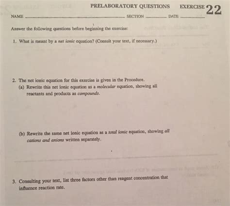 Solved Prelaboratory Questions Exercise Name Answer The