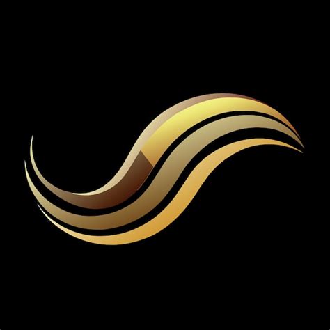 Vector Wave Lines Smooth Flowing Dynamic Gold Gradient Light Isolated On Black Background For