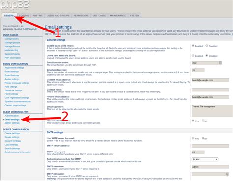 How To Setup SMTP Settings In PhpBB InMotion Hosting