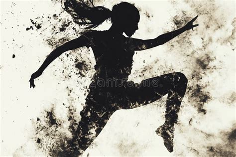 Dynamic Dance Silhouette With Splatter Effect Stock Illustration