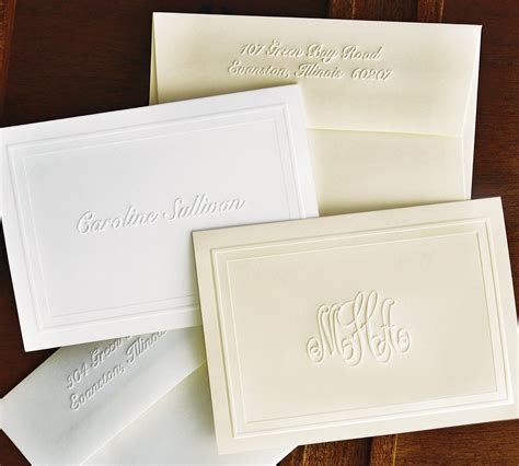 Emboss Note Cards Emboss Stationery Personalized Etsy