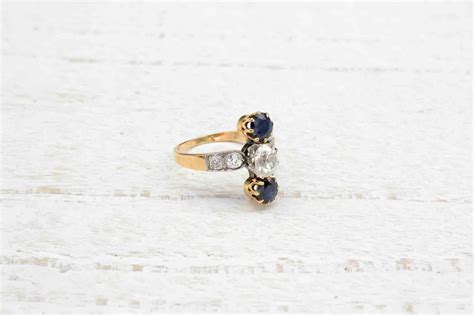 1900 Antique Cushion Cut Diamond And Sapphires Ring For Sale At 1stdibs
