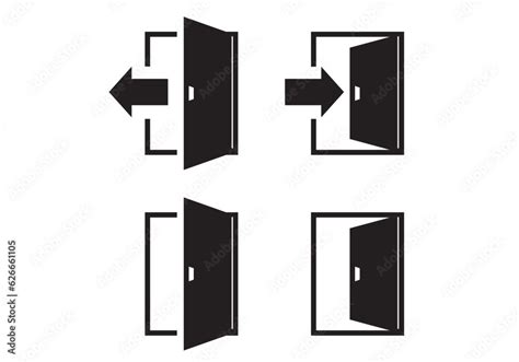Entrance And Exit Vector Icons And Sign Typography Design Open Close Door Login Logout