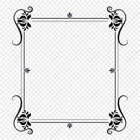 장식 테두리 일러스트 흑백 선형 초안 우아한 꽃무늬광장 Png 일러스트 무료 다운로드 Lovepik