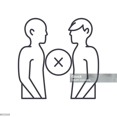 사람 아이콘 선형 격리 된 그림 얇은 선 벡터 웹 디자인 기호 흰색 배경에 편집 가능한 스트로크와 개요 개념 기호와 접촉하지 마십시오 거리가 먼에 대한 스톡 벡터 아트 및