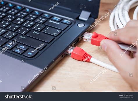 Network Cables Connected Port Notebook Stock Photo Shutterstock