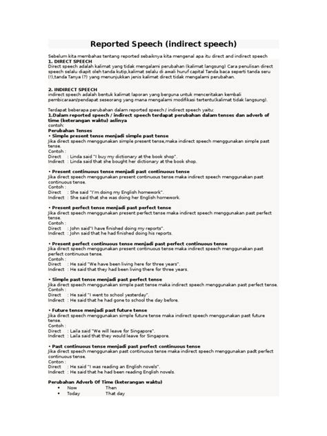 (PDF) Penjelasan Direct Dan Indirect Speech - DOKUMEN.TIPS