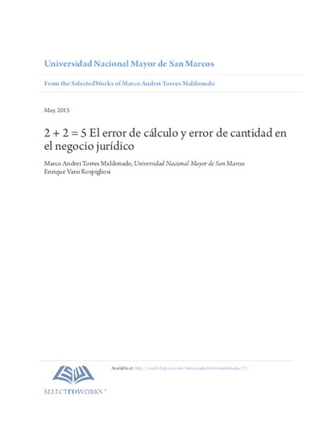 Pdf 2 2 5 El Error De Cálculo Y Error De Cantidad En El Negocio