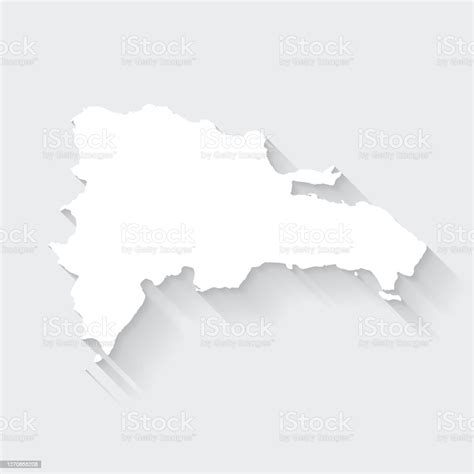 Dominican Republic Map With Long Shadow On Blank Background Flat Design