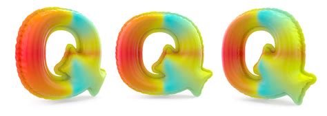 대문자 Q 대문자 배경에 풍선 다색 풍선 3d 3차원 형태에 대한 스톡 사진 및 기타 이미지 3차원 형태 개체 그룹 공기