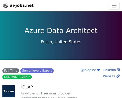 Hiring Azure Data Architect In Frisco United States Raimljobs