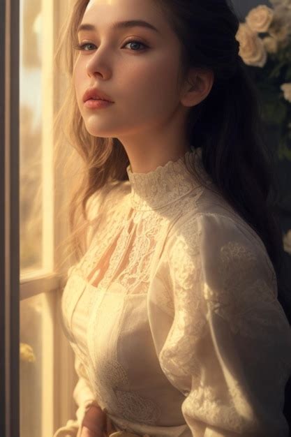 Premium Ai Image Portrait Of A Beautiful Cute Girl