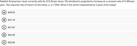 Solved Reddick Enterprises Stock Currently Sells For 1920