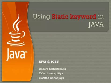 PPT Using Static Keyword In JAVA PowerPoint Presentation Free Download ID