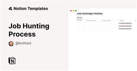 job hunting process template by brittani notion marketplace