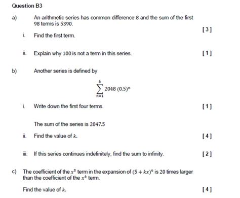 Solved Question B3 A An Arithmetic Series Has Common Chegg Com