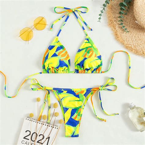 Zrtak Print Swimsuit Sexy Woman Thong Bikinis Bandage Bathing Suit