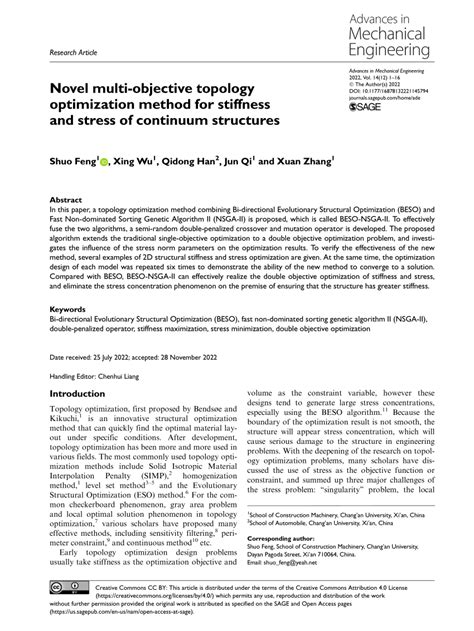 Pdf Novel Multi Objective Topology Optimization Method For Stiffness