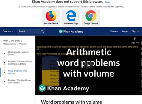 Khan Academy Word Problems With Volume Instructional Video For 3rd