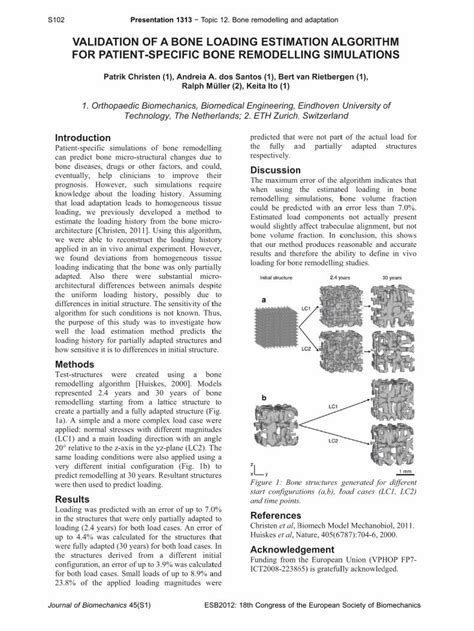 pdf validation of a bone loading estimation algorithm for patient specific bone remodelling