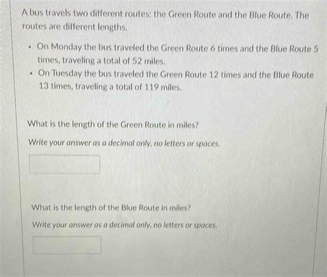 A Bus Travels Two Different Routes The Green Route And The Blue Route