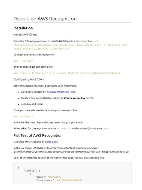 Aws Recognition Report Pdf