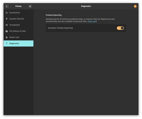Remove Diagnostics Tab And Disable Problem Reporting · Issue 91 · Pop Os Gnome Control Center