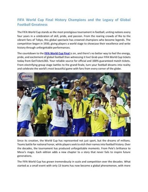 Fifa World Cup Final History Champions And The Legacy Of Global