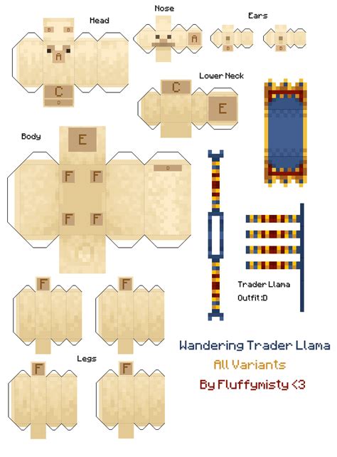[trader] Llama All Variants Pixel Papercraft