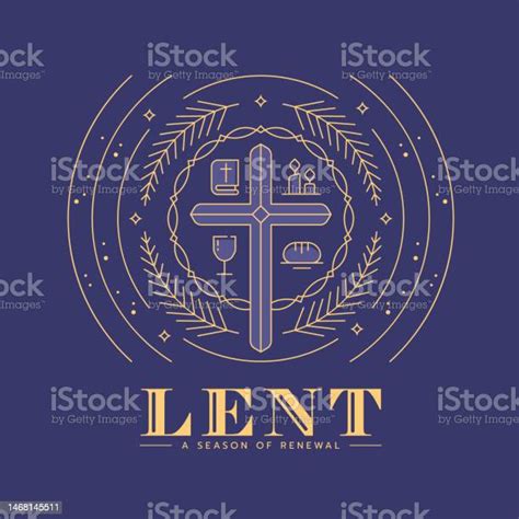 Lent The Season Of Renewal Modern Line Gold Cross Crucifix In Circle