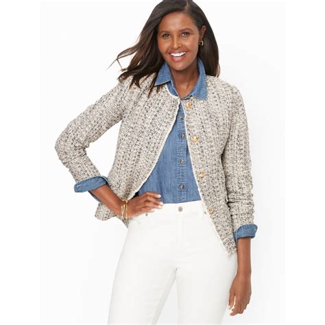 Talbots Tweed Jacket With Engraved Gold Buttons Size Gem