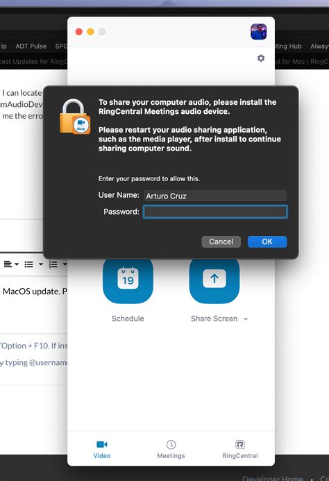 Please Install The RingCentral Audio Device Message After Catalina Update Community