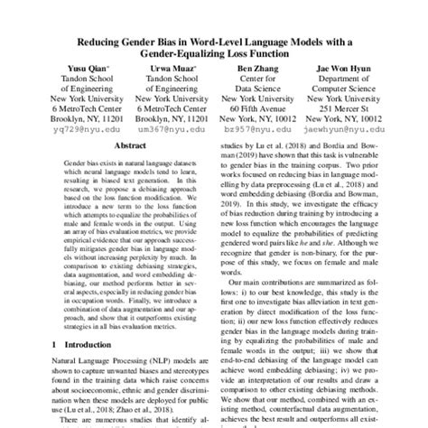 Reducing Gender Bias In Word Level Language Models With A Gender