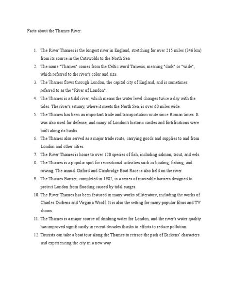 Thames River Facts And Significance Pdf River Thames Great