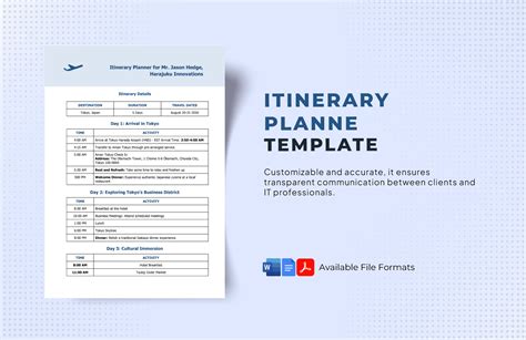 Editable Itinerary Planner Templates In Word To Download
