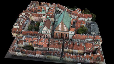 City Sector Middle Ages Town Cathedral Drone Air Scan 3d Turbosquid
