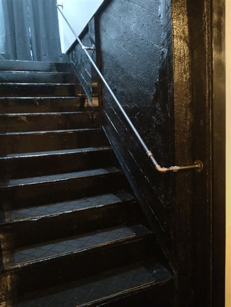 DIY Galvanized Pipe Handrail For Our Basement Stairwell Grandmas House DIY