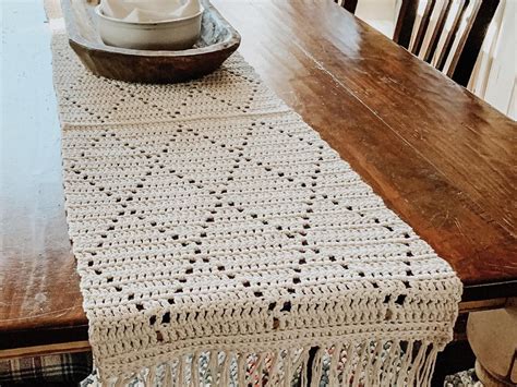 Lattice Table Runner Crochet Pattern By Fiction Fibers Crochet