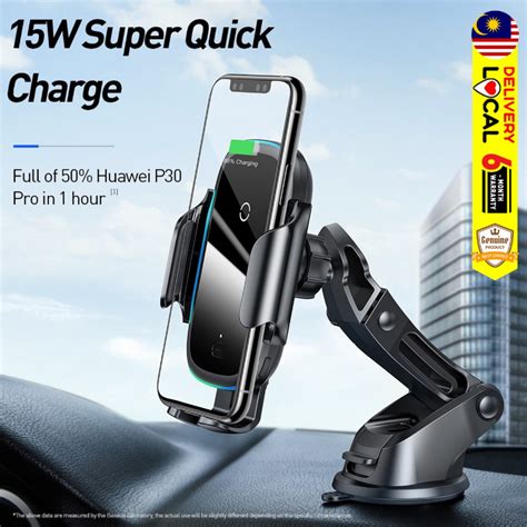 Sale Original Baseus Light Electric Holder Wireless Charger W Qi Shopee Malaysia