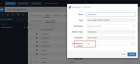 Database Relationship Identification Column Console Backendless Support