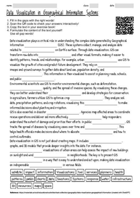 Worksheet With The Topic Data Visualization In Geographical