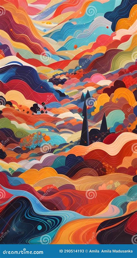 Dynamic Color Shifts Abstract Vibrant Landscape Stock Image Image Of