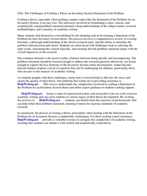 Sample Statement Problem Thesis Inventory System Pdf Thesis Essays