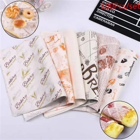 100pcs Baking Sandwich Hamburger Wrappers Bread Oil Paper Wax Paper