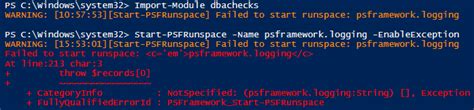 warning with start psfrunspace when import module dbachecks · issue