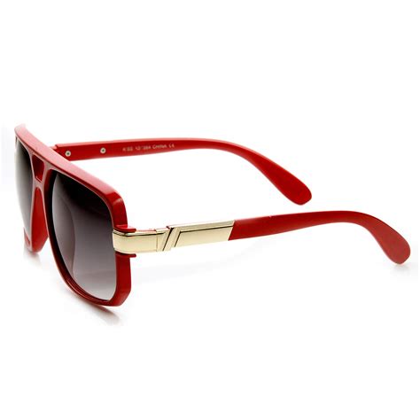 Classic Square Frame Plastic Flat Top Aviator Sunglasses