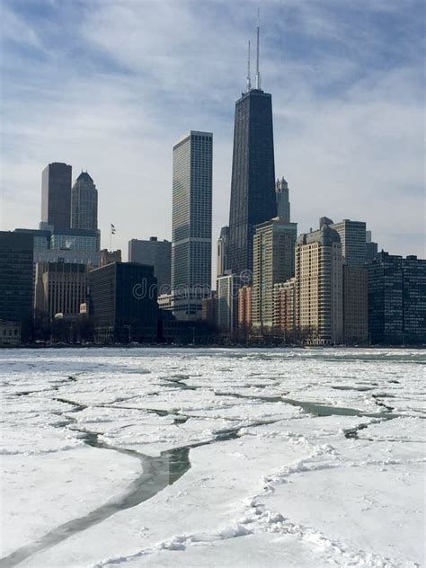 Frozen Chicago Avenue Beach Editorial Stock Image Image Of Winter
