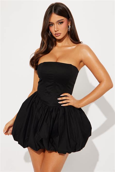 A Night In Paris Bubble Mini Dress Black Fashion Nova